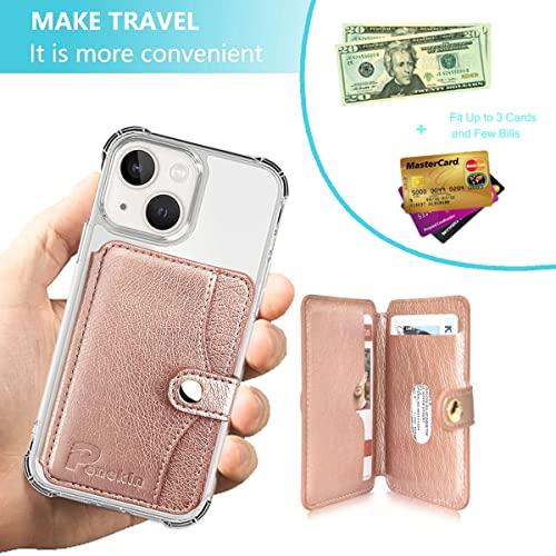 Phone Wallet Stick on,Credit Card Holder for Cell Phone,Leather Minimalist Wallet for Back of Most Smart Phone (Pink)