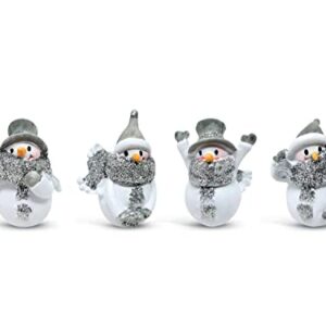 Ganz 1.5" Miniature Glittered Snowman Figurines - Set of 4 Assorted Styles