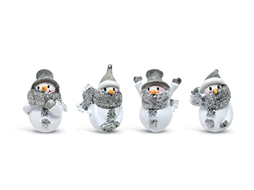 Ganz 1.5" Miniature Glittered Snowman Figurines - Set of 4 Assorted Styles