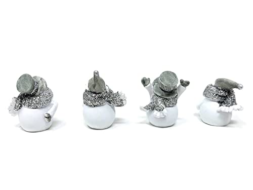 Ganz 1.5" Miniature Glittered Snowman Figurines - Set of 4 Assorted Styles