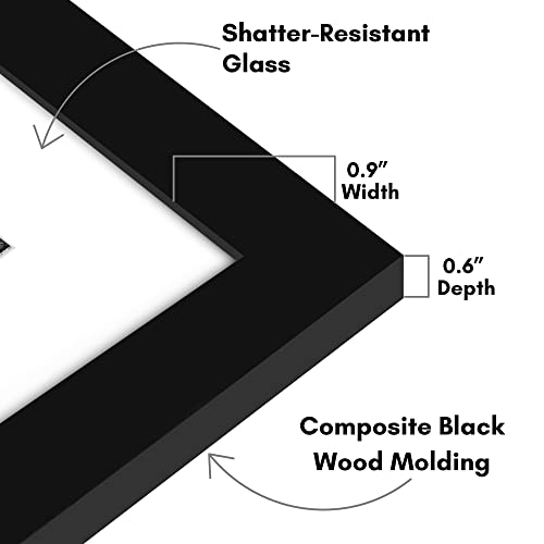 Americanflat 8x8 Picture Frame in Black - Displays 4x4 With Mat and 8x8 Without Mat - Composite Wood with Shatter Resistant Glass - Horizontal and Vertical Formats for Wall and Tabletop