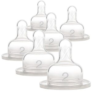 dr. brown's original wide-neck nipple, level 2 (3m+), 6-pack