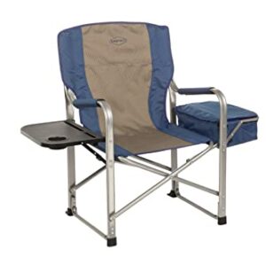 Kamp-Rite Portable Outdoor Beach Patio Lawn Director's Chair w/Cooler, Table, & Cup Holder for Backyard, Tailgate, & Sports, 350LB Capacity, Navy/Tan