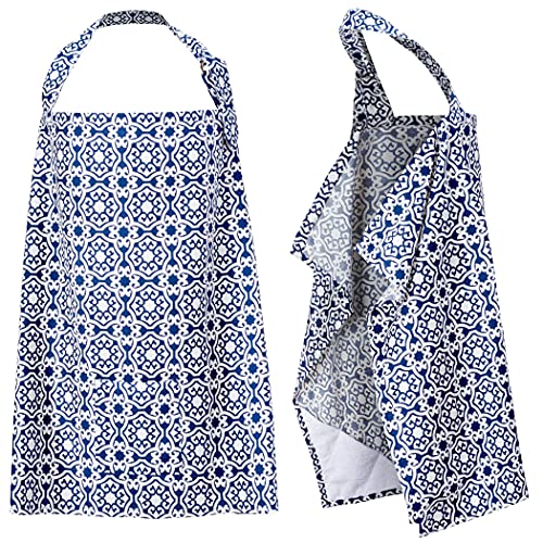 Breastfeeding Cover Nursing Apron for Baby, 360° Full Privacy, Damask Blue