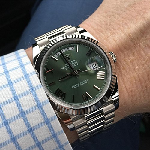 Rolex Day-Date 40 President White Gold Watch 228239 60th Anniversary Green Dial