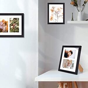 Golden State Art, 4x6 Double Picture Frame in Black - 8x10 Collage Frame, Solid Wood with Tempered Glass - Horizontal and Vertical Formats for Wall and Tabletop, 1 Pack