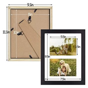 Golden State Art, 4x6 Double Picture Frame in Black - 8x10 Collage Frame, Solid Wood with Tempered Glass - Horizontal and Vertical Formats for Wall and Tabletop, 1 Pack