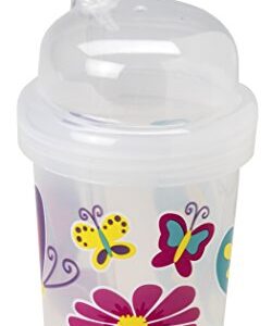 nuspin kids 8 oz Zoomi Straw Sippy Cup, Butterflies Style