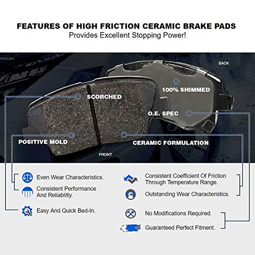 PowerSport Rear Brakes and Rotors Kit |Rear Brake Pads| Brake Rotors and Pads| Ceramic Brake Pads and Rotors |fits 2007-2010 Mini Cooper