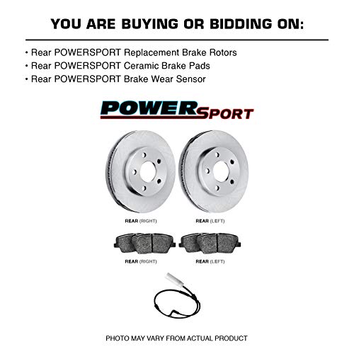 PowerSport Rear Brakes and Rotors Kit |Rear Brake Pads| Brake Rotors and Pads| Ceramic Brake Pads and Rotors |fits 2007-2010 Mini Cooper