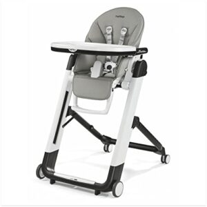 peg perego siesta – multifunctional compact folding high chair – from birth to toddler – recliner and high chair – made in italy – ice (grey)