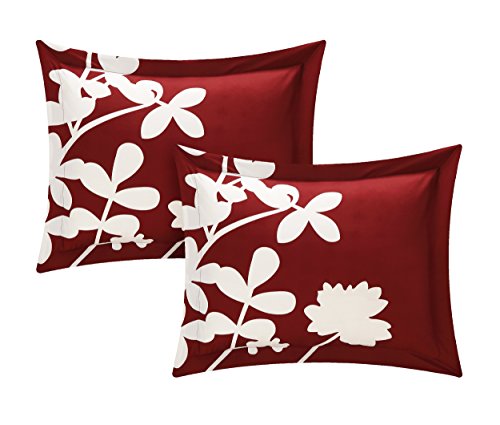 Chic Home 3 Piece Calla Lily Reverse Duvet Cover Set Queen Red