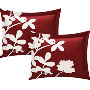 Chic Home 3 Piece Calla Lily Reverse Duvet Cover Set Queen Red