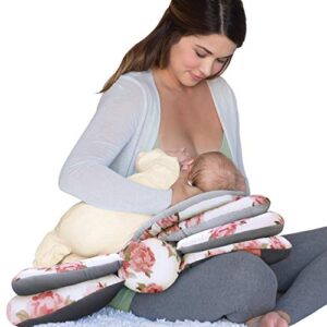 infantino elevate adjustable nursing and breastfeeding pillow - with multiple angle-altering layers polyester for proper positioning to aid in feeding even as your baby grows, floral