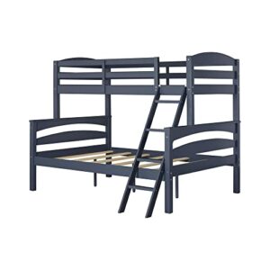 dhp brady solid wood bunk beds with ladder and guard rail, twin over full, graphite