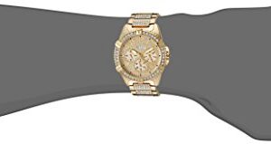 GUESS Stainless Steel Gold-Tone Crystal Embellished Bracelet Watch with Day, Date + 24 Hour Military/Int'l Time. Color: Gold-Tone (Model: U0799G2)