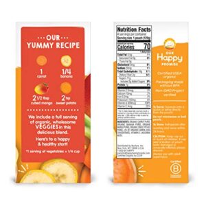 Happy Tot Organics Stage 4 Baby Food Pouches, Gluten Free, Vegan Snack, Love My Veggies, Fruit & Veggie Puree, Carrot, Banana, Mango & Sweet Potato, 4.22 Ounce (Pack of 8)