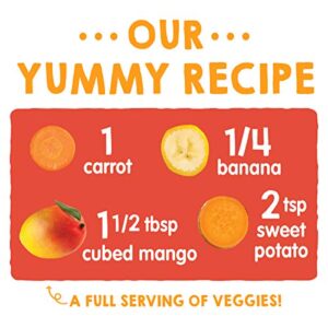 Happy Tot Organics Stage 4 Baby Food Pouches, Gluten Free, Vegan Snack, Love My Veggies, Fruit & Veggie Puree, Carrot, Banana, Mango & Sweet Potato, 4.22 Ounce (Pack of 8)