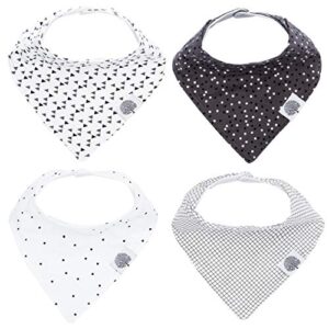 parker baby bandana drool bibs - 4 pack gray baby bibs for boys, girls, unisex - "shadow set"