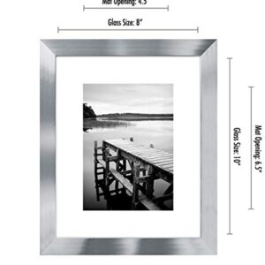 Americanflat 8x10 Picture Frame in Silver - Displays 5x7 with Mat and 8x10 Frame Without Mat - Composite Wood with Polished Glass - Horizontal and Vertical Formats for Wall and Tabletop