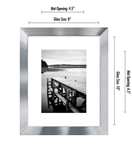 Americanflat 8x10 Picture Frame in Silver - Displays 5x7 with Mat and 8x10 Frame Without Mat - Composite Wood with Polished Glass - Horizontal and Vertical Formats for Wall and Tabletop