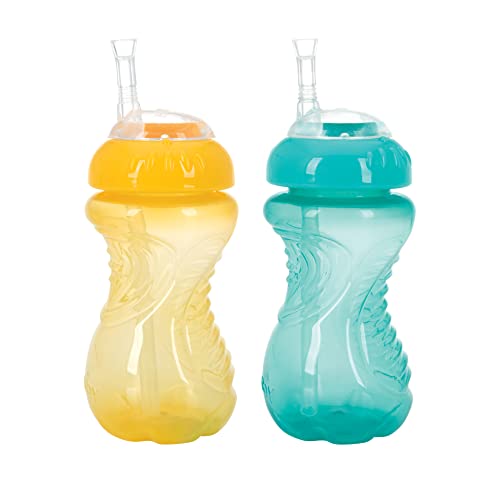 Nuby 2PK No-Spill Cup with Flexi Straw, 10oz, Colors May Vary