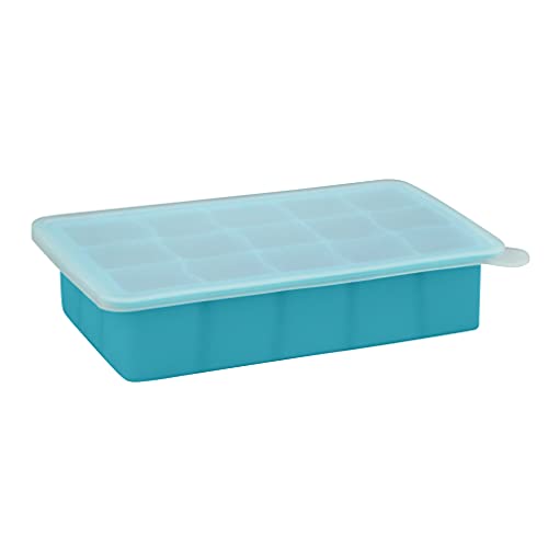 green sprouts Fresh Baby Food Freezer Tray | Perfectly portioned for baby's first feedings | Clear lid for covering food & stacking trays, Flexible for easy removal, Dishwasher safe, Aqua