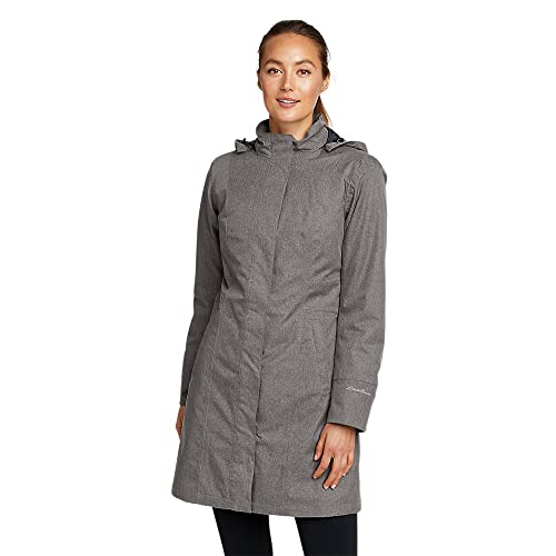 Eddie Bauer Women's Girl On The Go Insulated Trench Coat, Dk Charcoal Htr, Medium