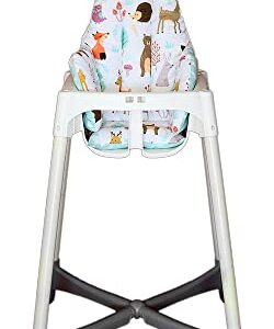 Bebek Ozel High Chair Cushion for IKEA High Chair, One Piece IKEA High Chair Accessories, Cotton Antilop High Chair Accessories, Washable IKEA High Chair Cushion (nature green)