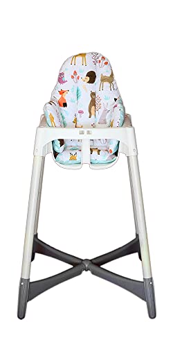 Bebek Ozel High Chair Cushion for IKEA High Chair, One Piece IKEA High Chair Accessories, Cotton Antilop High Chair Accessories, Washable IKEA High Chair Cushion (nature green)