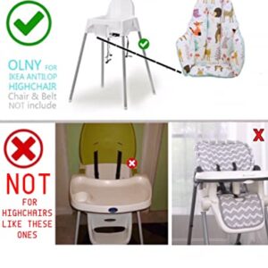 Bebek Ozel High Chair Cushion for IKEA High Chair, One Piece IKEA High Chair Accessories, Cotton Antilop High Chair Accessories, Washable IKEA High Chair Cushion (nature green)