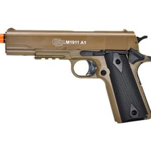 Soft AIR USA Colt 1911 A1 Spring Airsoft Pistol with Metal Slide, 345 FPS, Brown