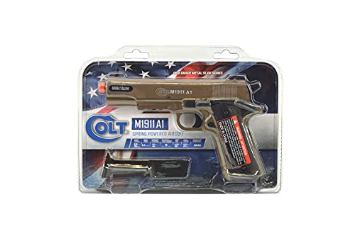 Soft AIR USA Colt 1911 A1 Spring Airsoft Pistol with Metal Slide, 345 FPS, Brown