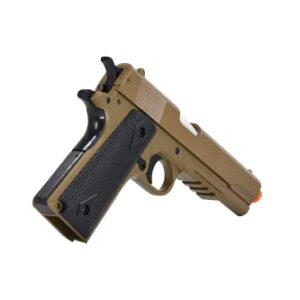 Soft AIR USA Colt 1911 A1 Spring Airsoft Pistol with Metal Slide, 345 FPS, Brown