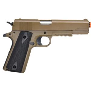 Soft AIR USA Colt 1911 A1 Spring Airsoft Pistol with Metal Slide, 345 FPS, Brown