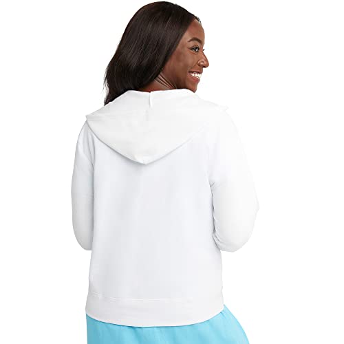 Hanes womens Ecosmart Full-zip Hoodie Sweatshirt Warm Up or Track Jacket, White, Medium US