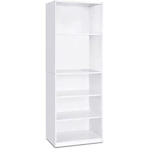 furinno jaya simply home 5-shelf bookcase, 5-tier, white