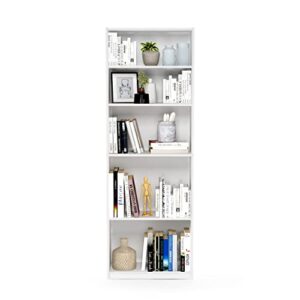 FURINNO JAYA Simply Home 5-Shelf Bookcase, 5-Tier, White