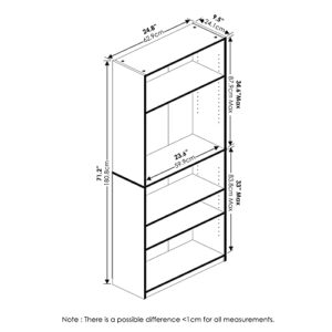 FURINNO JAYA Simply Home 5-Shelf Bookcase, 5-Tier, White