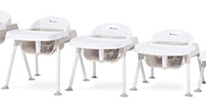 Foundations Secure Sitter 13" Feeding Chair, Stable “No Tip” Feet, 3-Point Adjustable Harness, Removable Tray, Easy to Clean, Smooth Plastic (White/Tan)