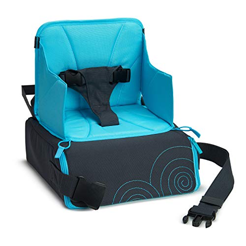 Munchkin® Brica® Go Boost™ Toddler Booster Seat for Dining Table, Great for Travel, Blue/Grey