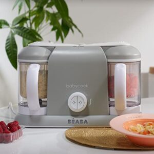 BEABA Babycook Duo 4 in 1 Baby Food Maker, Baby Food Processor, Baby Food Blender Baby Food Steamer, Make Fresh Healthy Baby Food at Home, Large 9.1 Cup Capacity, Cloud