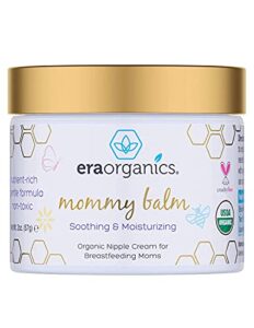 era organics soothing nipple butter breastfeeding cream - calming and moisturizing for chapped, sensitive skin - usda organic nipple cream for breastfeeding - baby friendly organic nipple balm