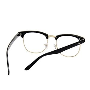 Shiratori New Vintage Fashion Half Frame Semi-Rimless Clear Lens Glasses Gold