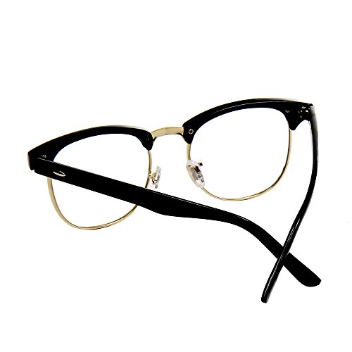 Shiratori New Vintage Fashion Half Frame Semi-Rimless Clear Lens Glasses Gold