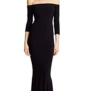 Norma Kamali Women's Kamali Kulture Off Shoulder Fishtail Gown, Black, M