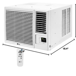 LG 7,500 BTU Window Air Conditioner with Supplemental Heat, Cools 320 Sq.Ft. (16' x 20' Room Size), Electronic Controls with Remote, 2 Cooling, Heating & Fan Speeds, Slide In-Out Chassis, 115V