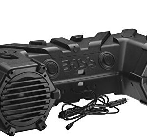 BOSS Audio Systems ATVB95LED UTV ATV Speakers - Weatherproof, ATV Soundbar, 8 Inch Speakers, 1.5 Inch Tweeters, Amplified, Wired Remote for Bluetooth Connectivity, LED Light Bar, Storage Compartment