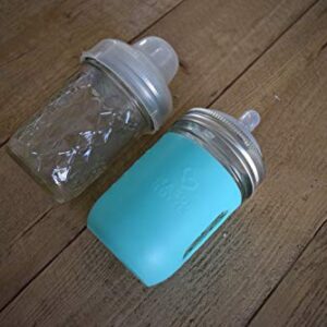 Mason Bottle Silicone Sleeve: Fits Any 8 Ounce Regular-Mouth Mason Jar, Extra Grip and Protection, Non-Toxic, Dishwasher Safe, Made in The USA (Agave Color)