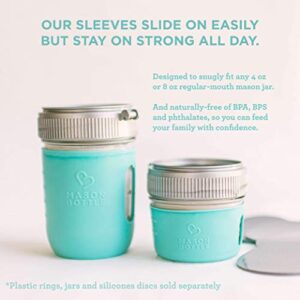 Mason Bottle Silicone Sleeve: Fits Any 4 Ounce Regular-Mouth Mason Jar, Extra Grip and Protection, Non-Toxic, Dishwasher Safe, Made in The USA (Agave Color)